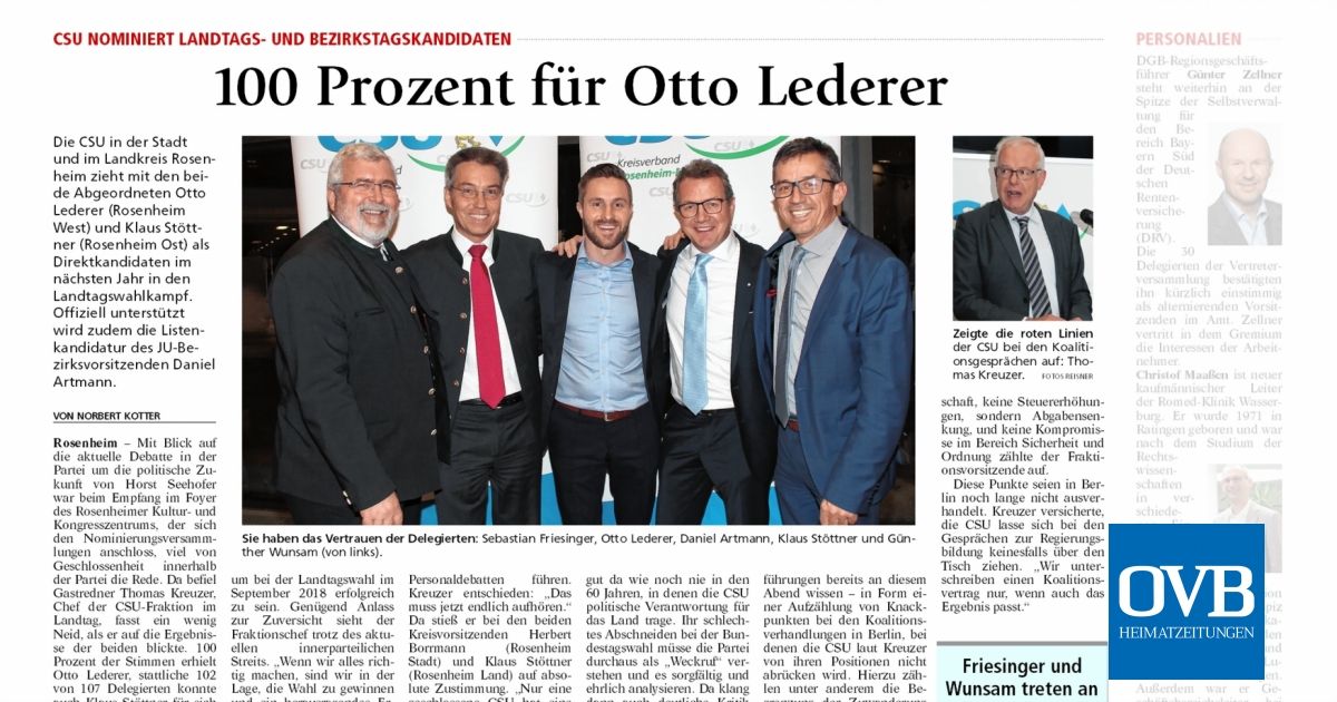 100 Prozent für Otto Lederer - OVB Heimatzeitungen