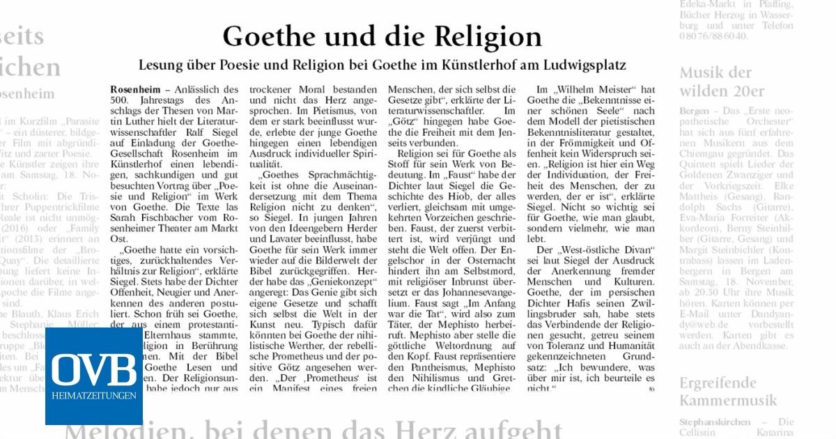 Goethe und die Religion - OVB Heimatzeitungen