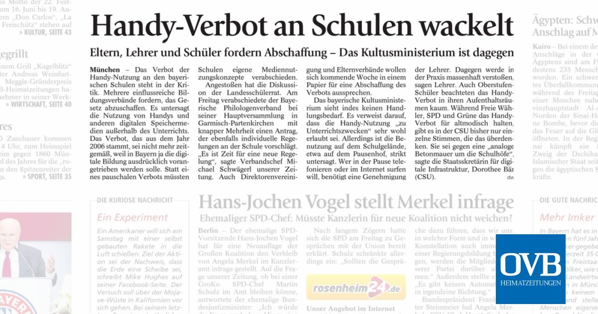 Handy-Verbot an Schulen wackelt - OVB Heimatzeitungen