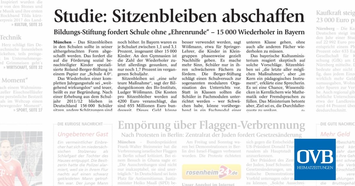 Studie: Sitzenbleiben abschaffen - OVB Heimatzeitungen