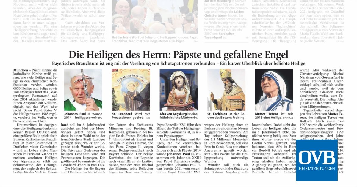 Die Heiligen des Herrn: Päpste und gefallene Engel - OVB Heimatzeitungen