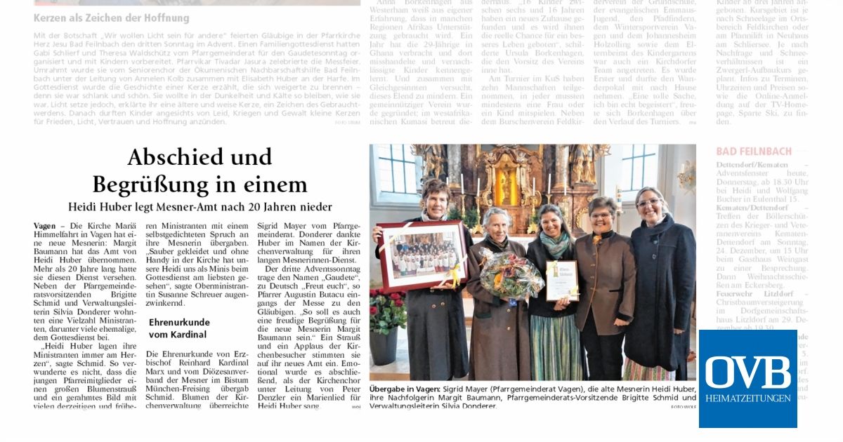 Abschied und Begrüßung in einem - OVB Heimatzeitungen