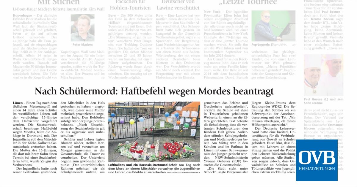 Nach Schülermord: Haftbefehl wegen Mordes beantragt - OVB Heimatzeitungen