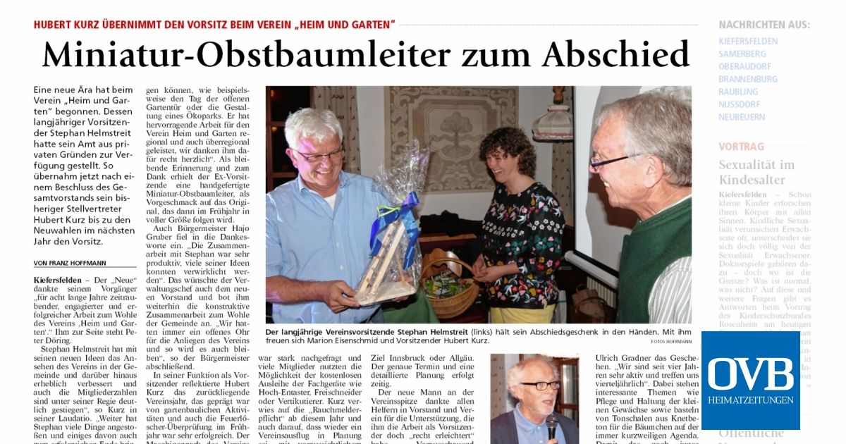 Miniatur-Obstbaumleiter zum Abschied - OVB Heimatzeitungen