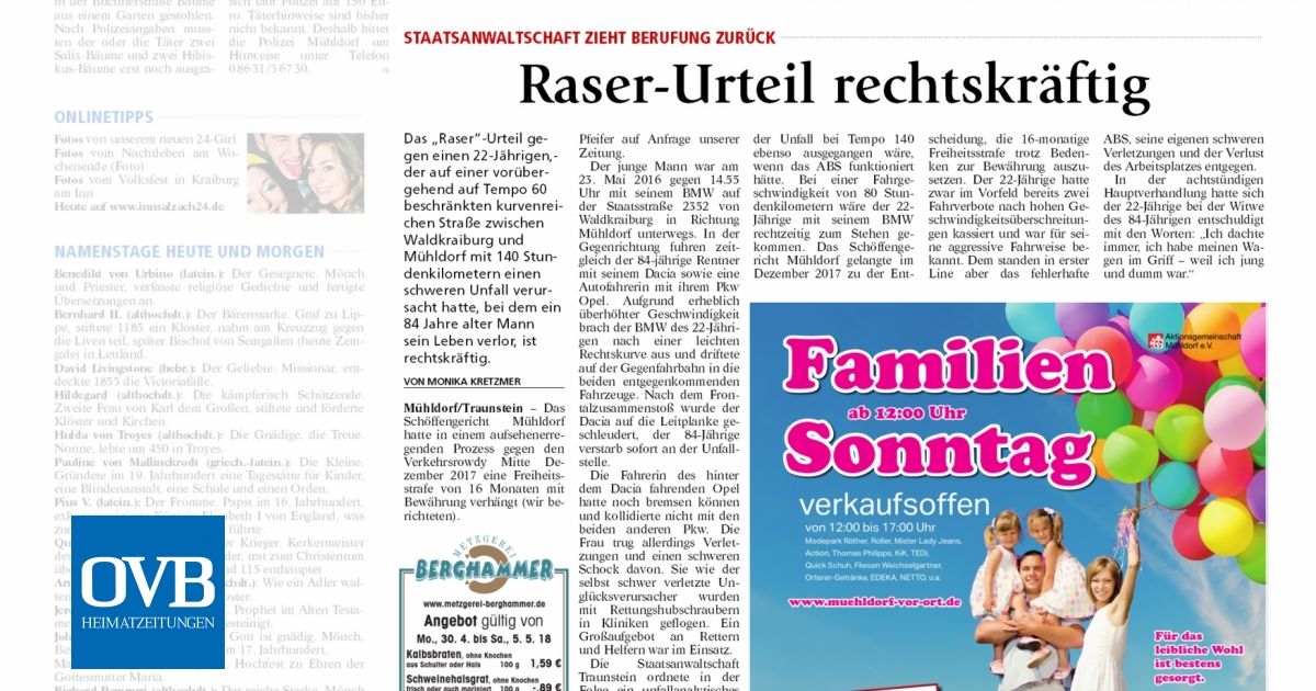 Raser-Urteil rechtskräftig - OVB Heimatzeitungen