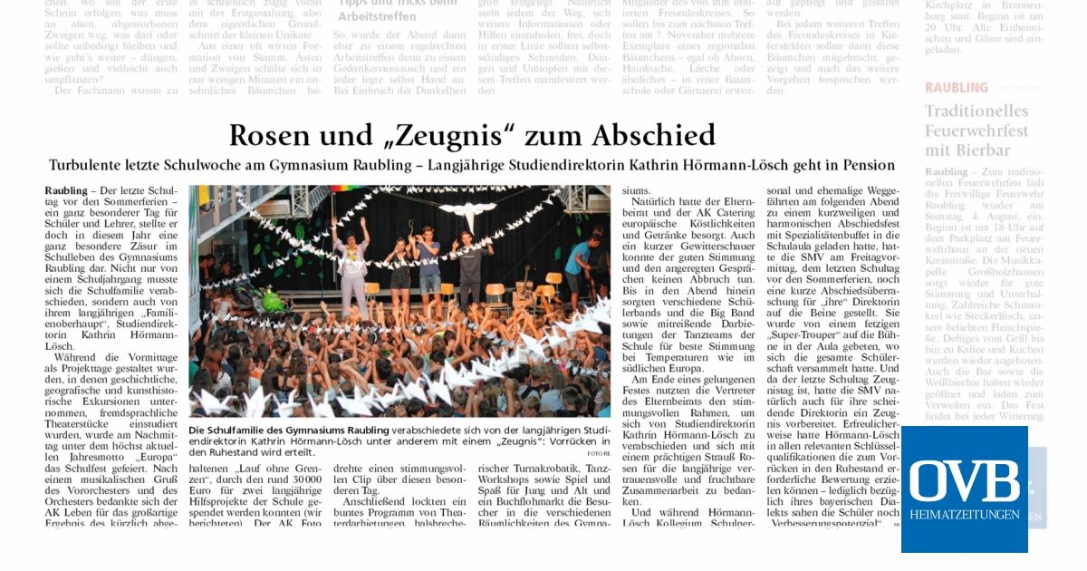 Rosen und „Zeugnis“ zum Abschied - OVB Heimatzeitungen