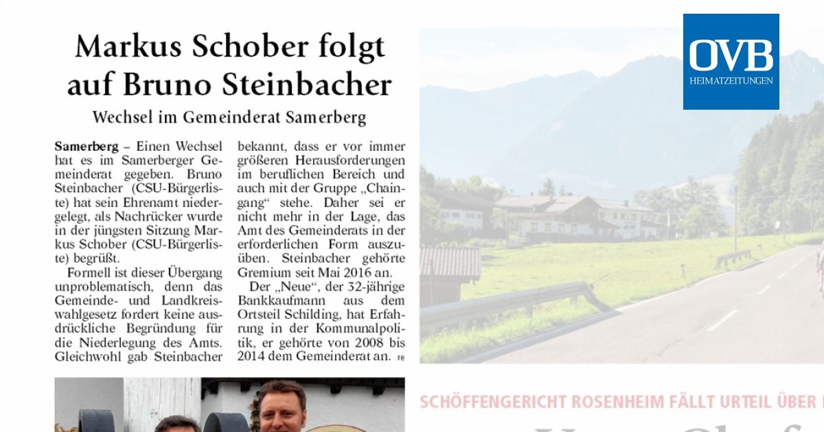 Markus Schober folgt auf Bruno Steinbacher - OVB Heimatzeitungen