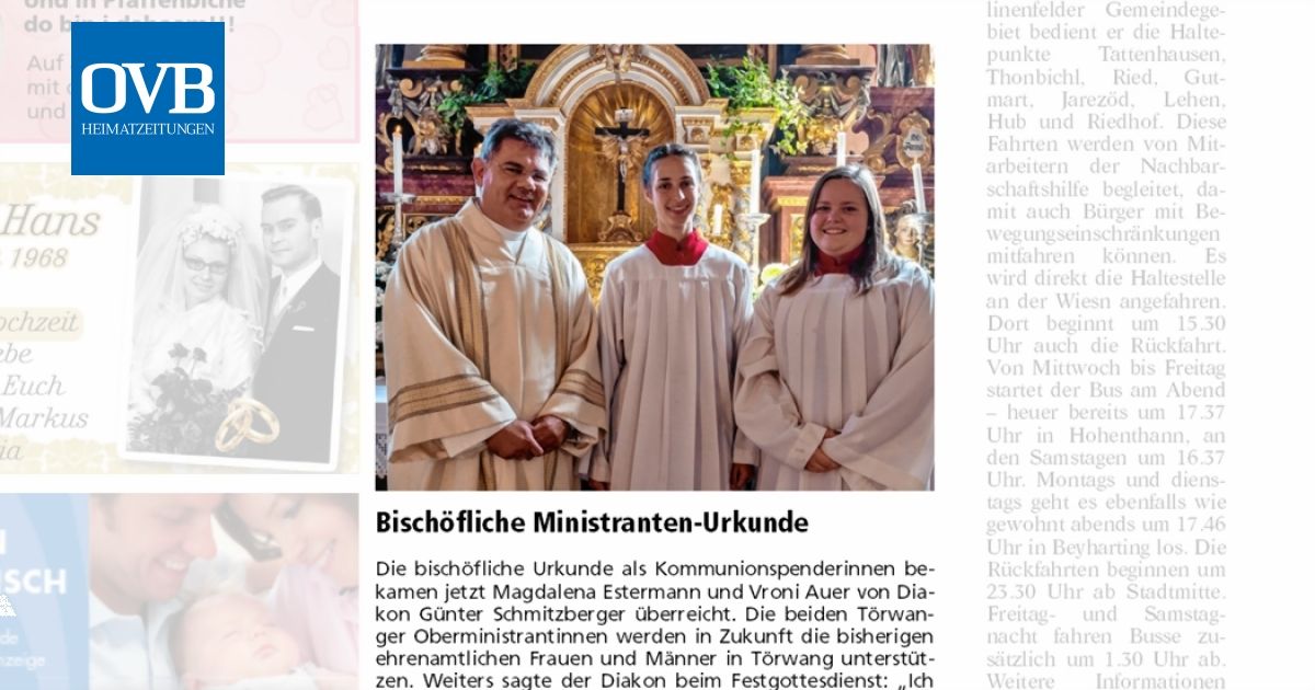 Bischöfliche Ministranten-Urkunde - OVB Heimatzeitungen