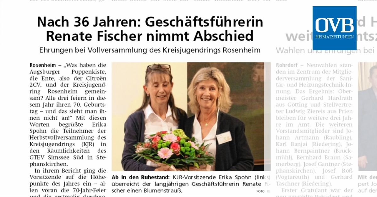 Nach 36 Jahren: Geschäftsführerin Renate Fischer nimmt Abschied - OVB Heimatzeitungen