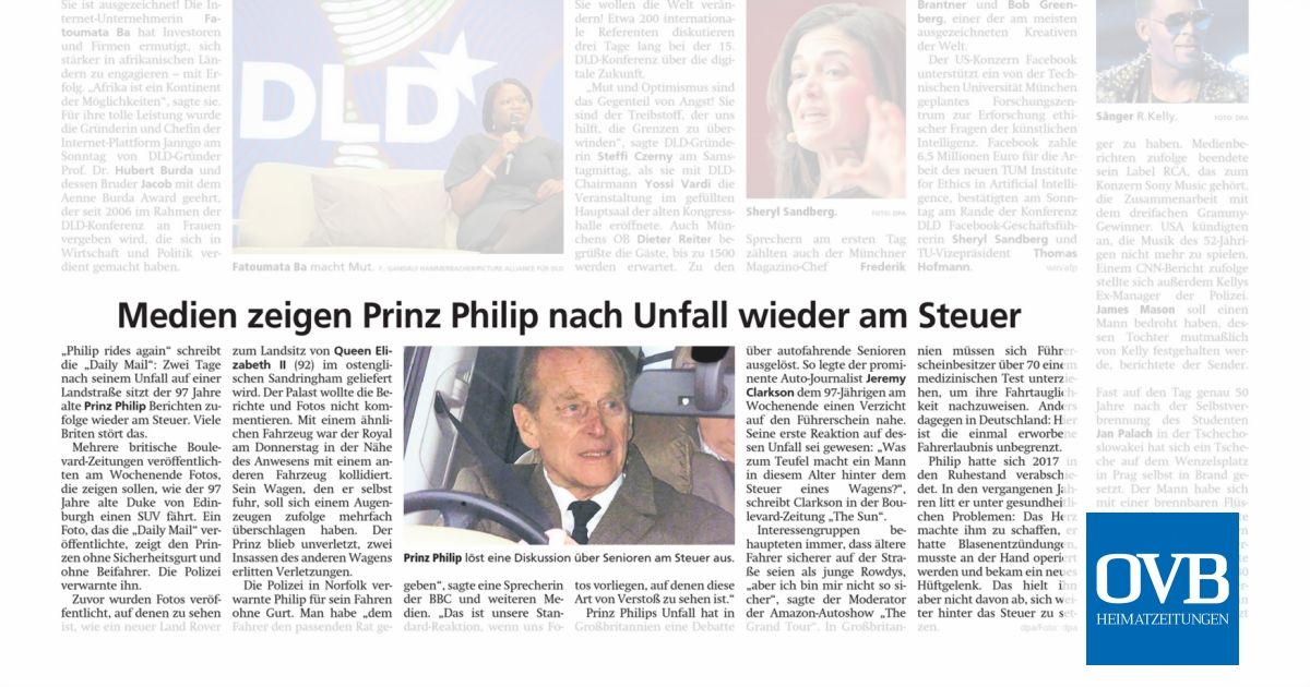 Medien zeigen Prinz Philip nach Unfall wieder am Steuer - OVB ...