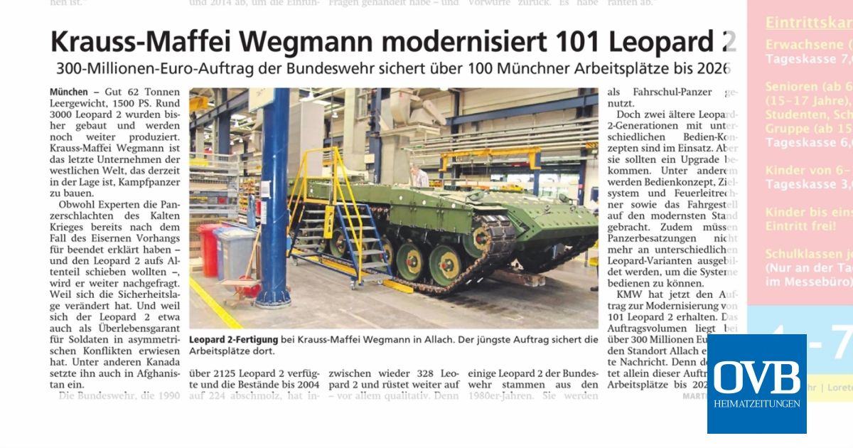 Krauss-Maffei Wegmann modernisiert 101 Leopard 2 - OVB Heimatzeitungen