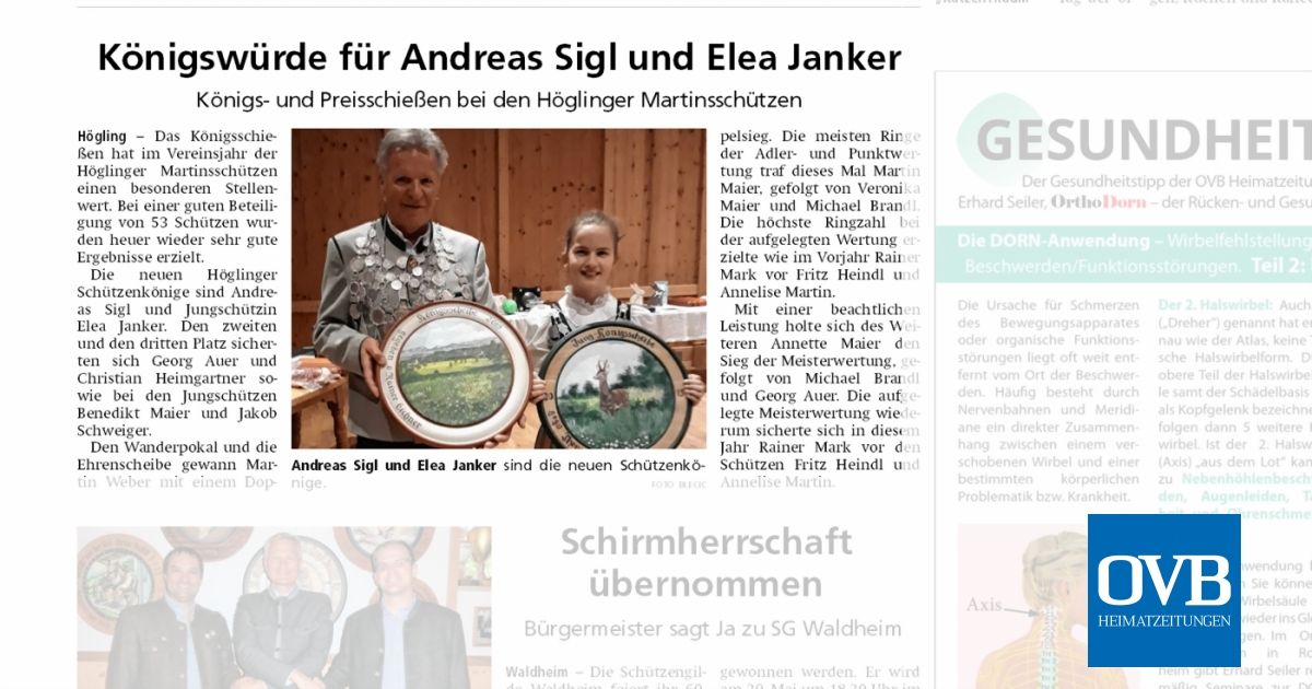 Königswürde für Andreas Sigl und Elea Janker - OVB Heimatzeitungen