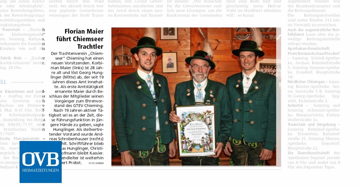 Florian Maier führt Chiemseer Trachtler - OVB Heimatzeitungen