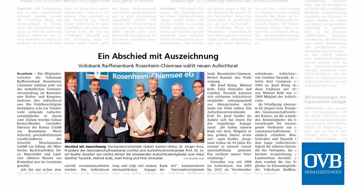 Ein Abschied mit Auszeichnung - OVB Heimatzeitungen