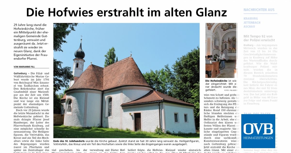 Die Hofwies erstrahlt im alten Glanz - OVB Heimatzeitungen