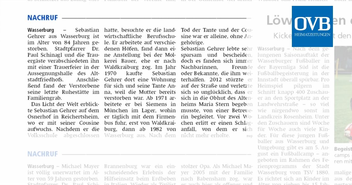 nachruf - OVB Heimatzeitungen