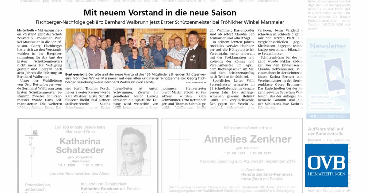 Mit neuem Vorstand in die neue Saison - OVB Heimatzeitungen