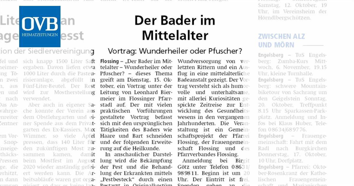 Der Bader im Mittelalter - OVB Heimatzeitungen