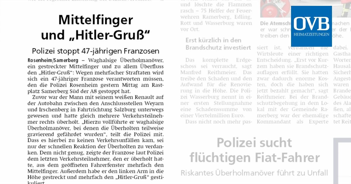 Mittelfinger und „Hitler-Gruß“ - OVB Heimatzeitungen