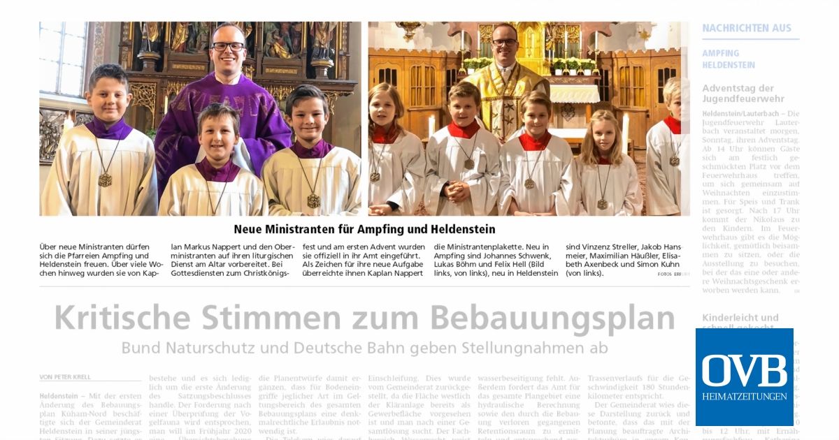 Neue Ministranten für Ampfing und Heldenstein - OVB Heimatzeitungen