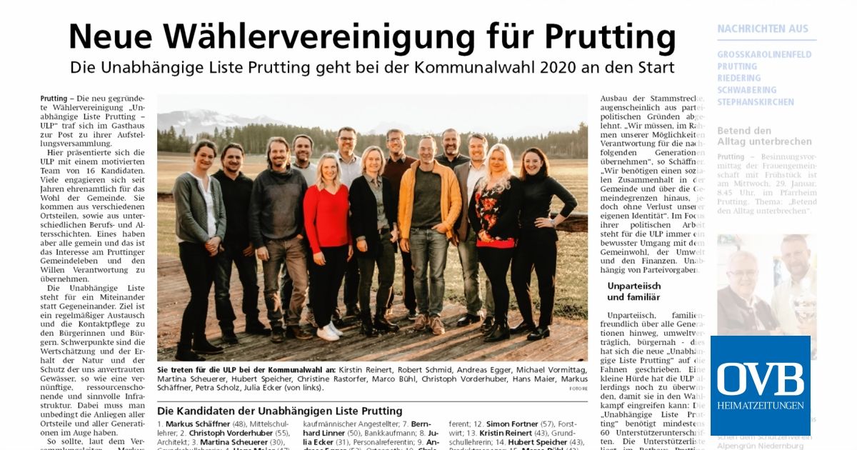Neue Wählervereinigung für Prutting - OVB Heimatzeitungen