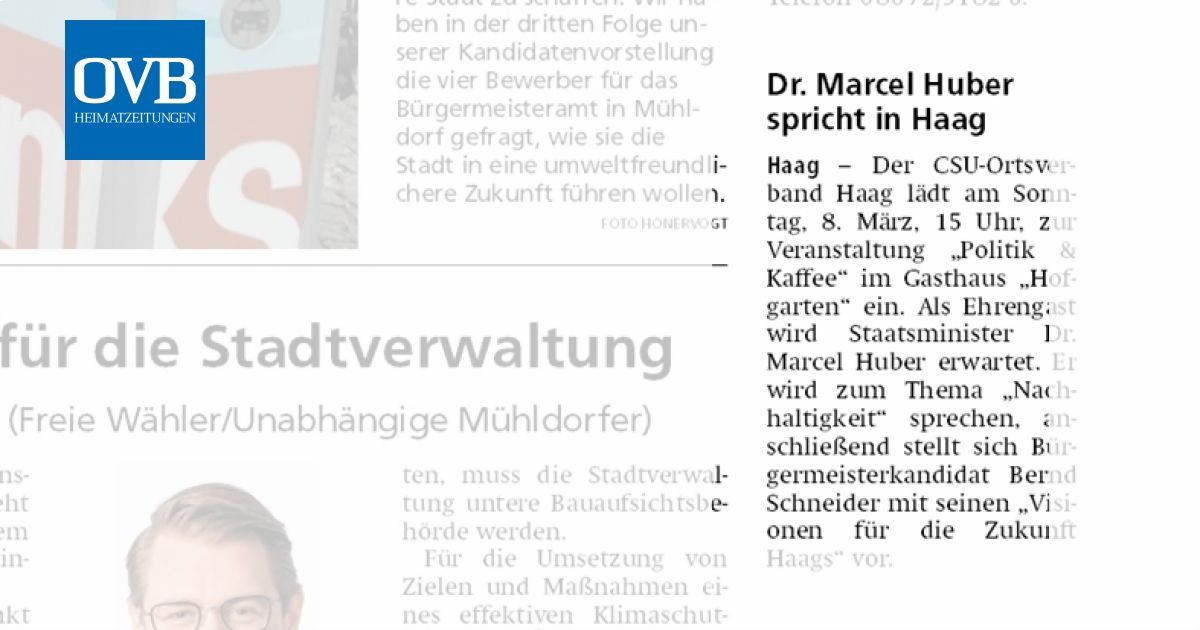 Dr. Marcel Huber spricht in Haag - OVB Heimatzeitungen