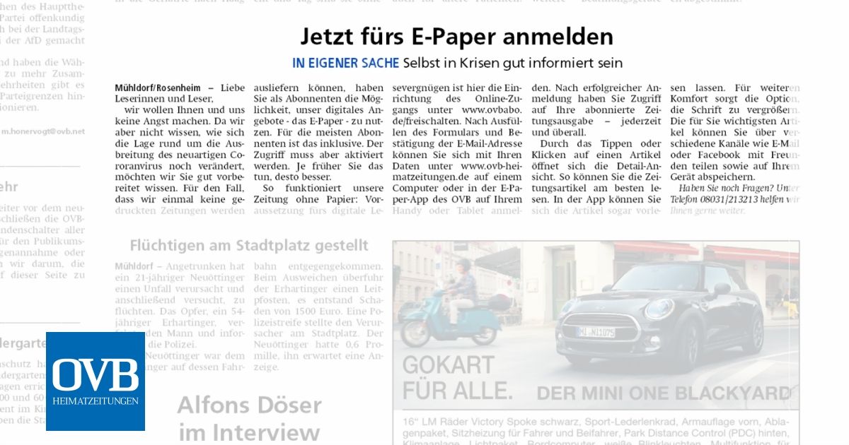 Jetzt fürs E-Paper anmelden - OVB Heimatzeitungen