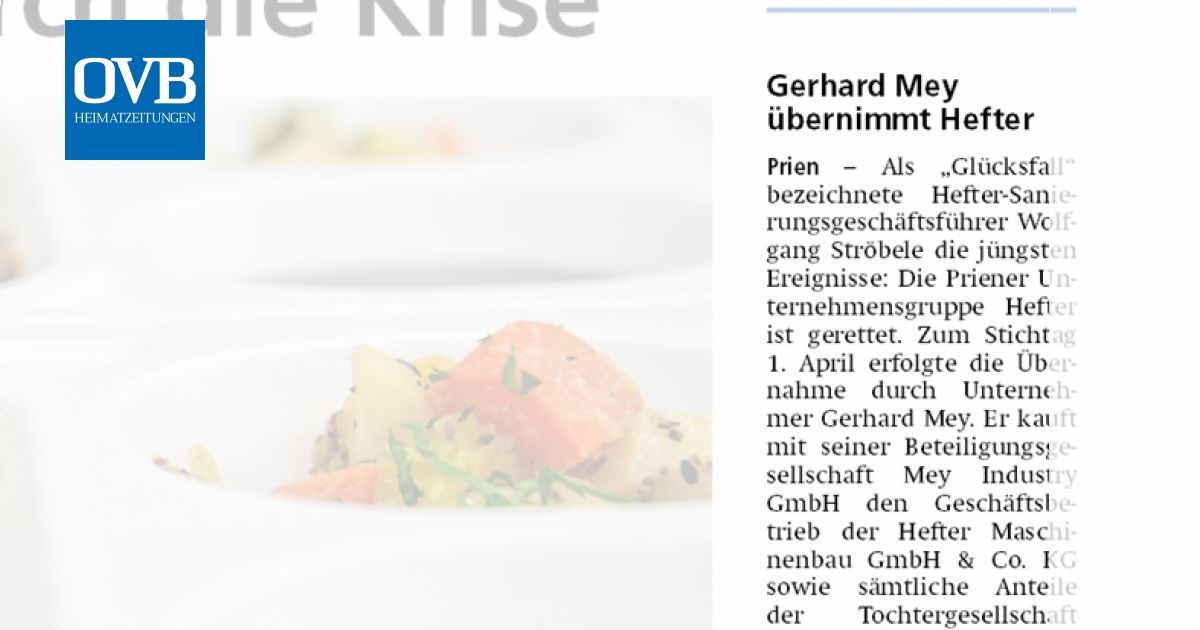Gerhard Mey übernimmt Hefter - OVB Heimatzeitungen