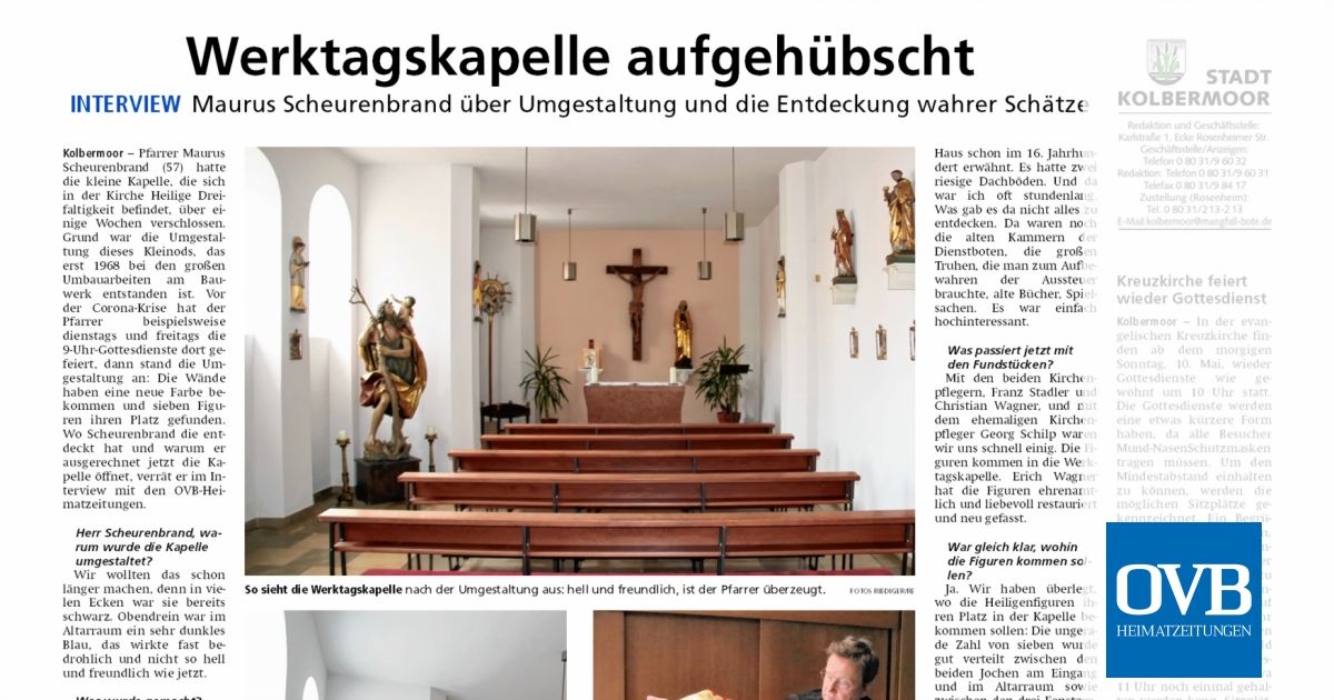Werktagskapelle aufgehübscht - OVB Heimatzeitungen