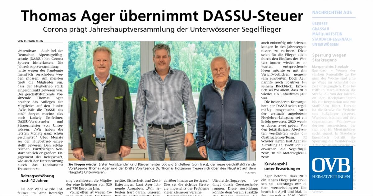 Thomas Ager übernimmt DASSU-Steuer - OVB Heimatzeitungen