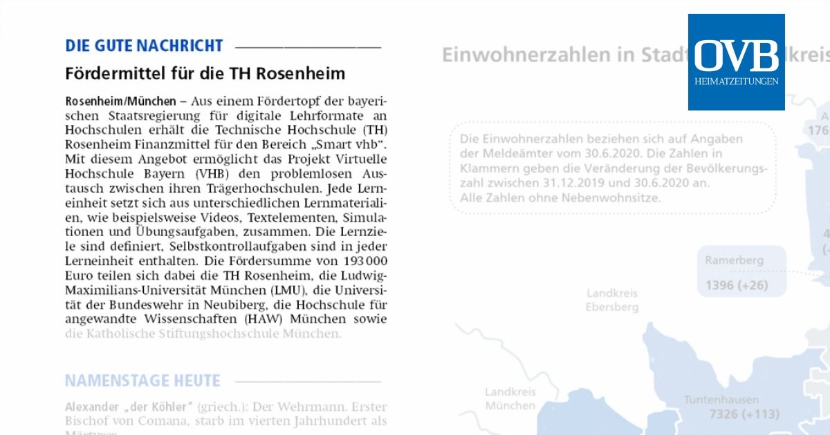Fördermittel für die TH Rosenheim - OVB Heimatzeitungen