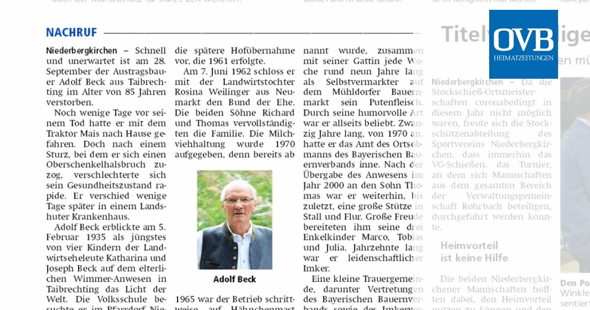 Nachruf - OVB Heimatzeitungen