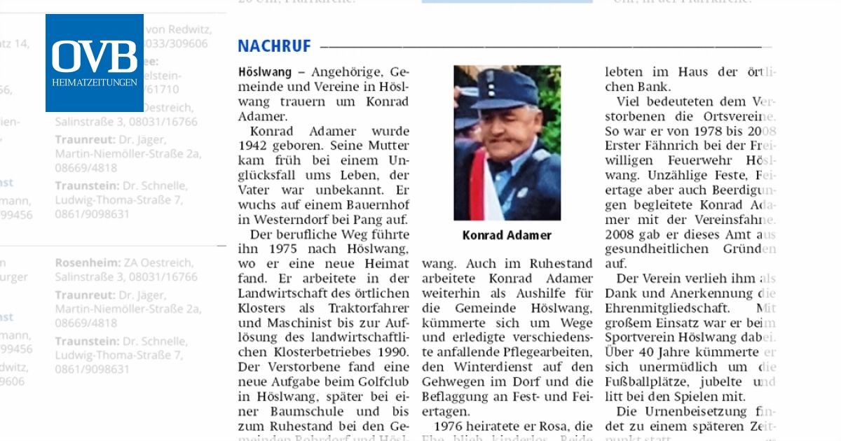 Nachruf - OVB Heimatzeitungen