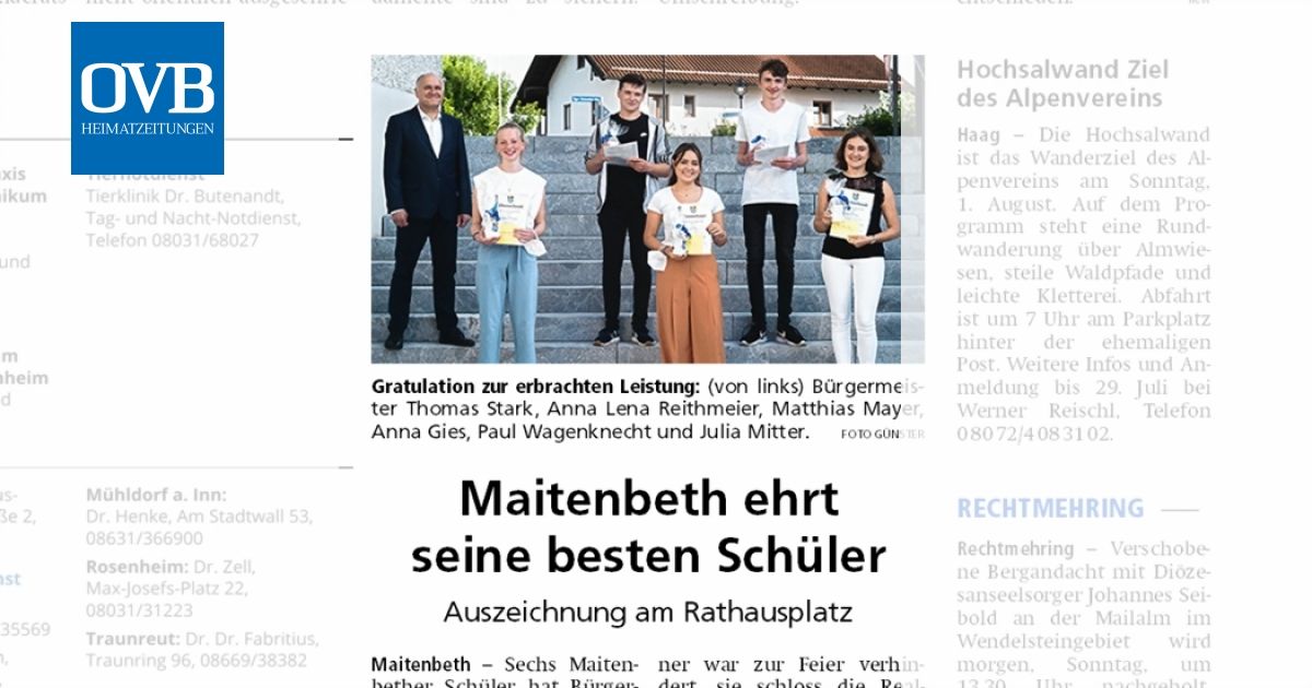 Maitenbeth ehrt seine besten Schüler - OVB Heimatzeitungen