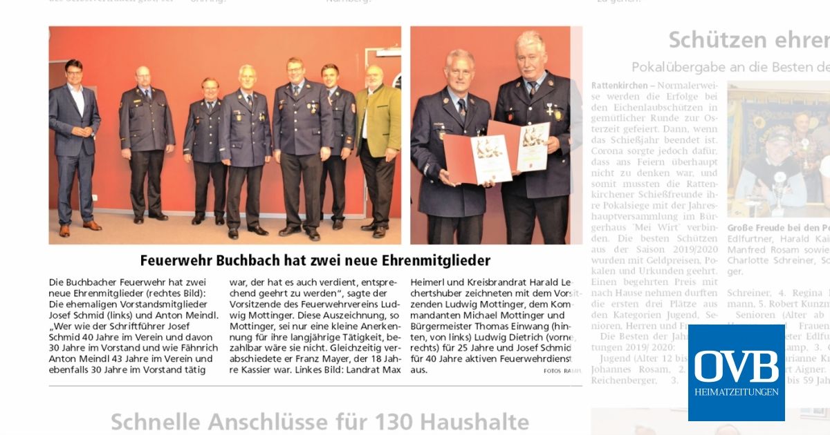 Feuerwehr Buchbach hat zwei neue Ehrenmitglieder - OVB Heimatzeitungen