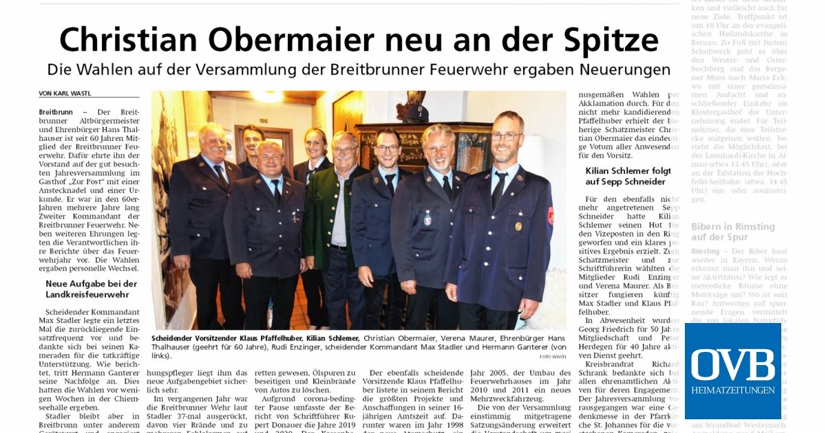 Christian Obermaier neu an der Spitze - OVB Heimatzeitungen
