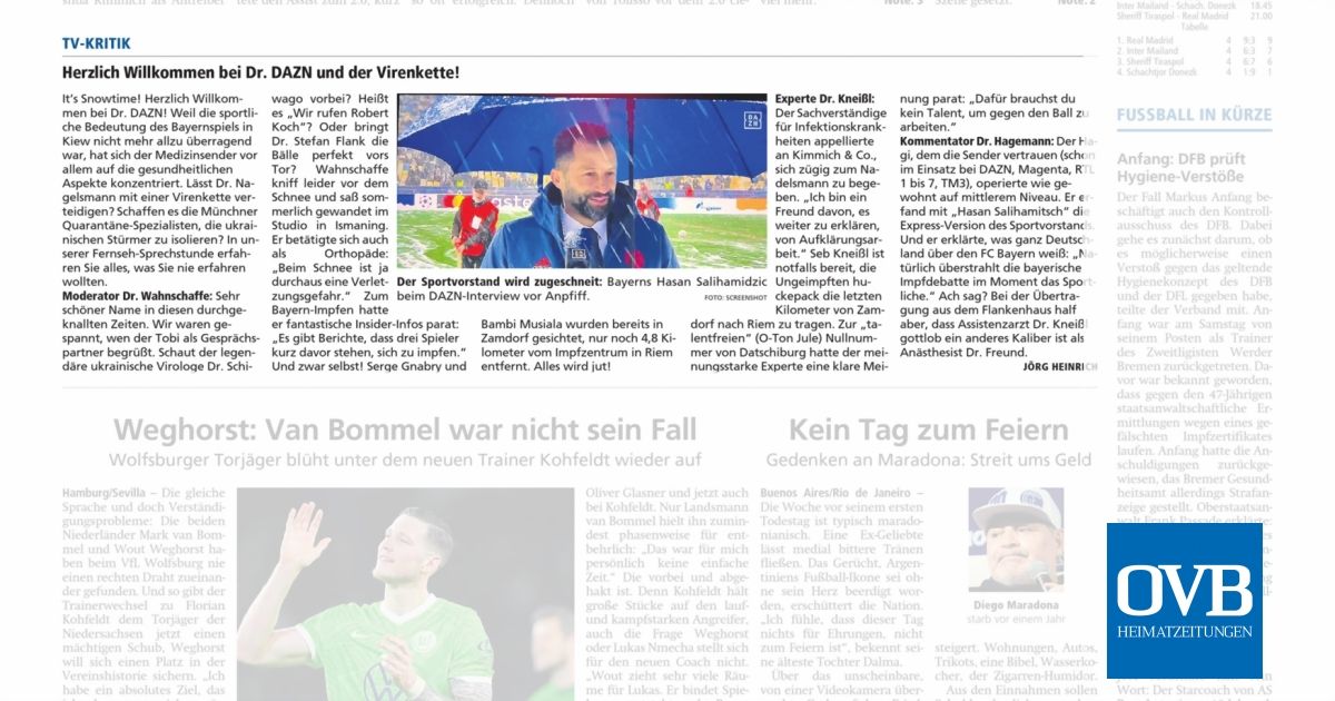 Herzlich Willkommen bei Dr. DAZN und der Virenkette! - OVB Heimatzeitungen