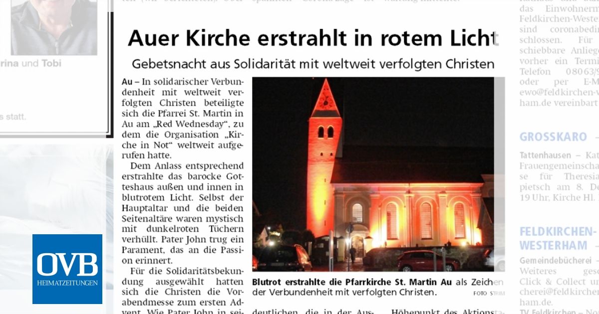 Auer Kirche erstrahlt in rotem Licht - OVB Heimatzeitungen