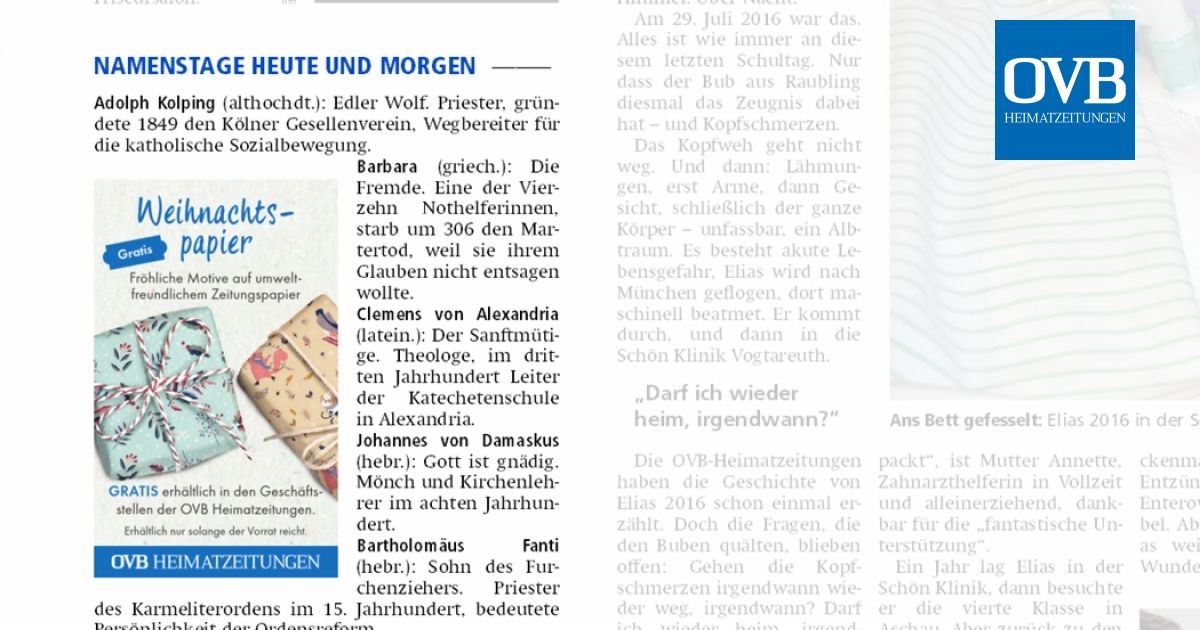 Namenstage heute und morgen - OVB Heimatzeitungen