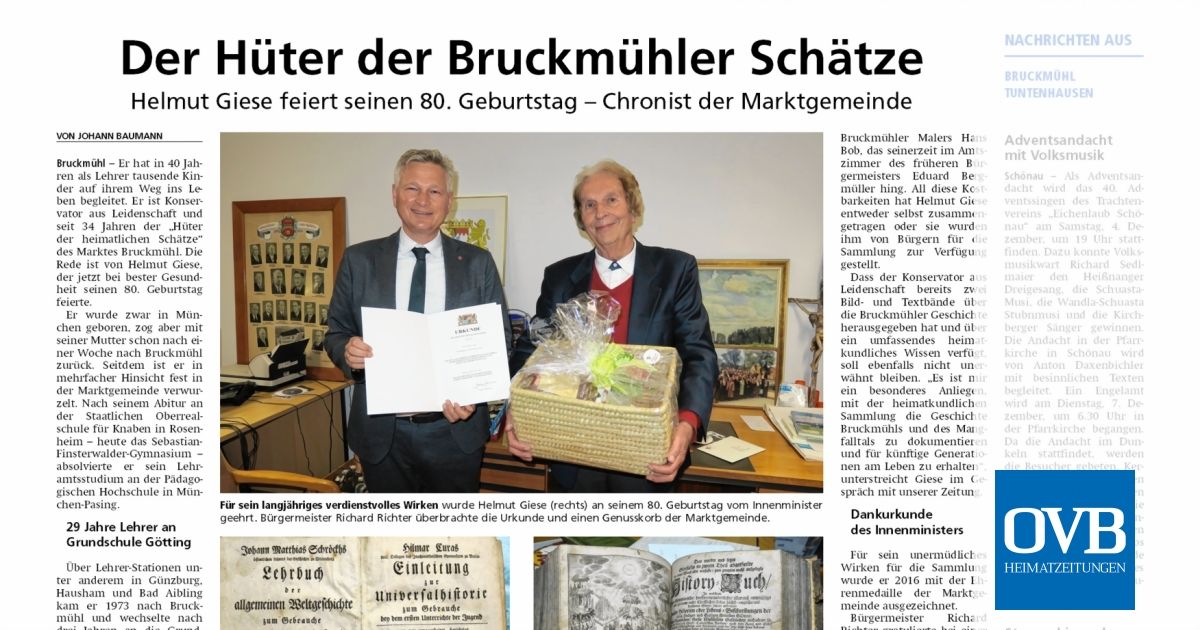 Der Hüter der Bruckmühler Schätze - OVB Heimatzeitungen