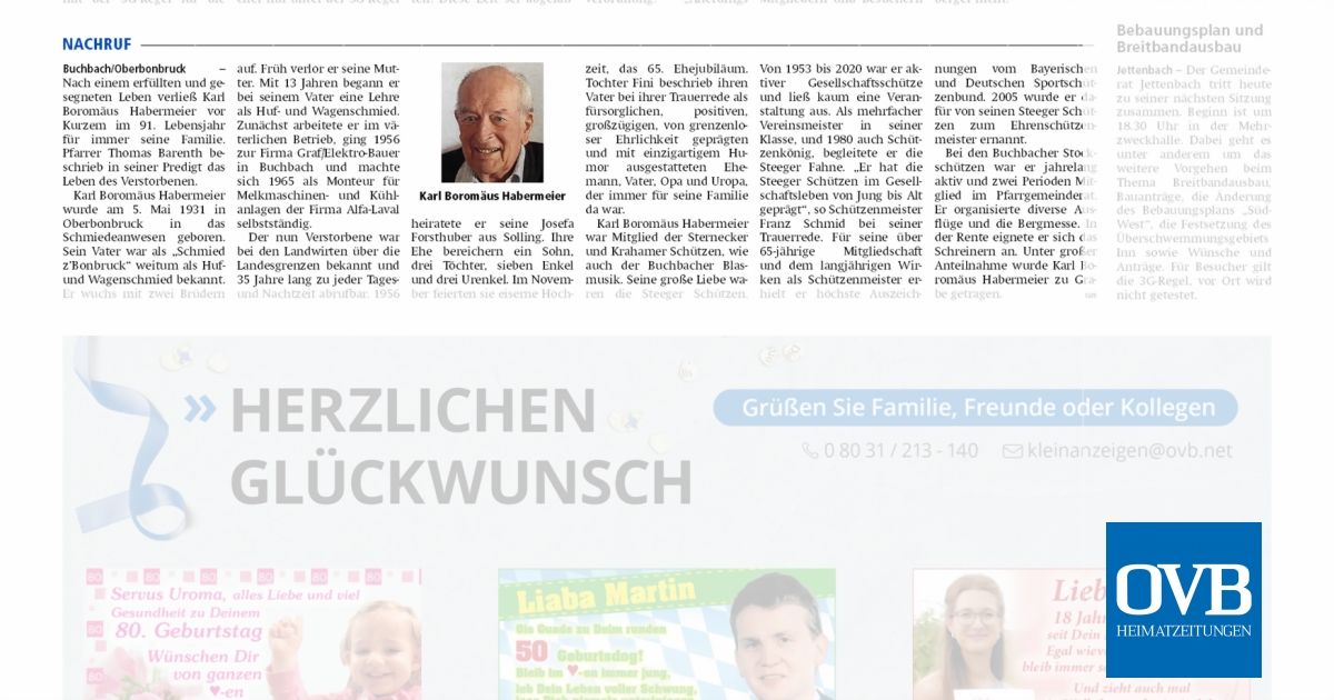 Nachruf - OVB Heimatzeitungen