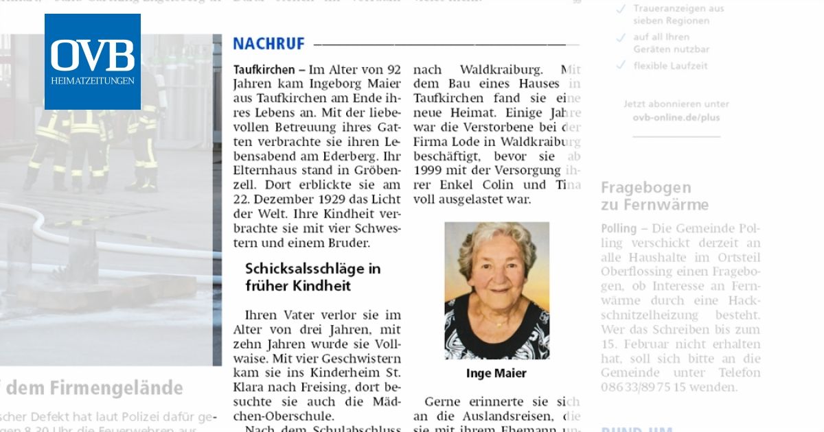 Nachruf - OVB Heimatzeitungen