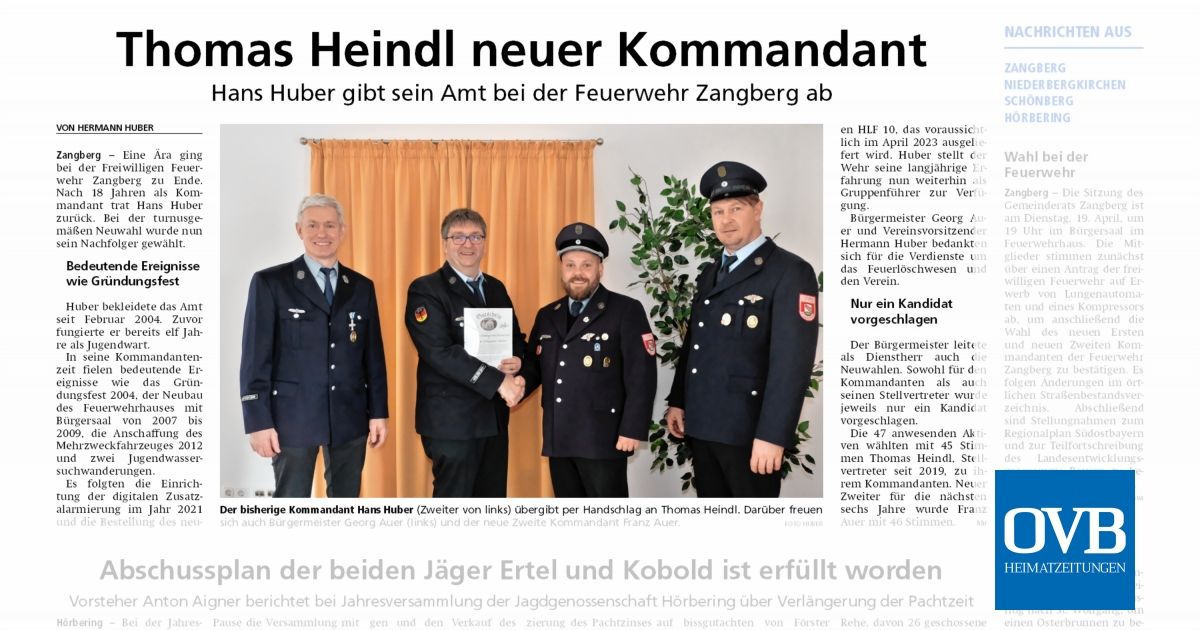 Thomas Heindl neuer Kommandant - OVB Heimatzeitungen