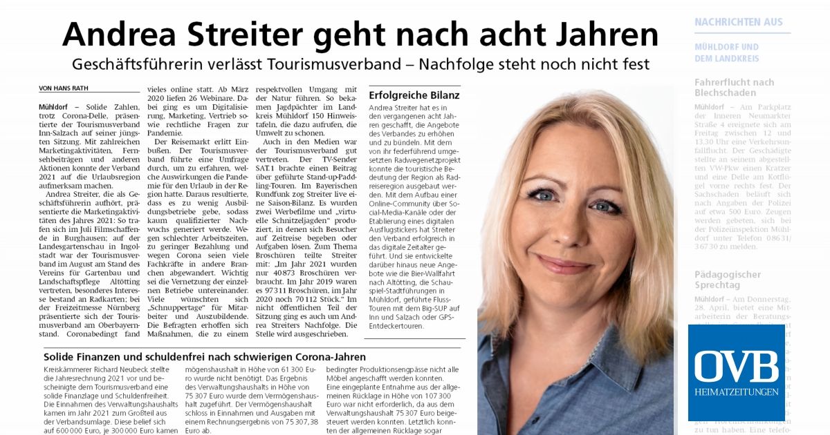 Andrea Streiter geht nach acht Jahren - OVB Heimatzeitungen