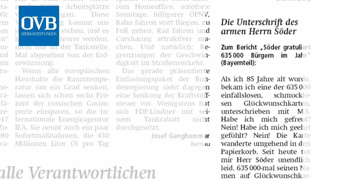 Die Unterschrift des armen Herrn Söder - OVB Heimatzeitungen