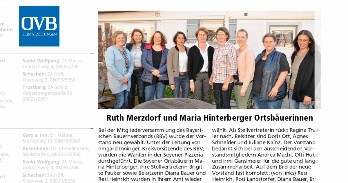 Ruth Merzdorf und Maria Hinterberger Ortsbäuerinnen - OVB Heimatzeitungen