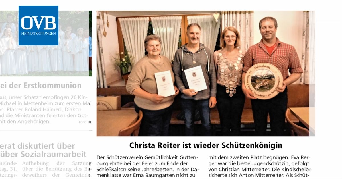 Christa Reiter ist wieder Schützenkönigin - OVB Heimatzeitungen