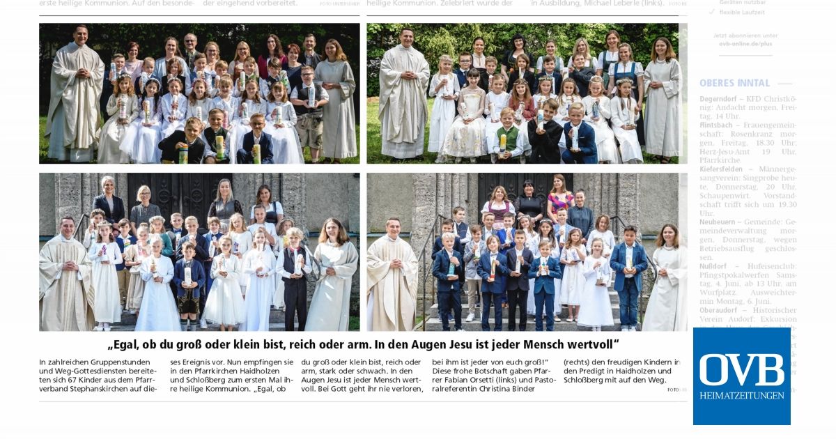 „Egal, ob du groß oder klein bist, reich oder arm. In den Augen Jesu ist jeder Mensch wertvoll ...