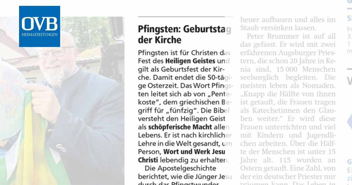 Pfingsten: Geburtstag der Kirche - OVB Heimatzeitungen