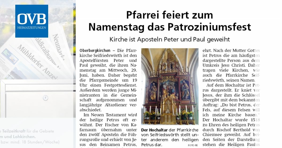 Pfarrei feiert zumNamenstag das Patroziniumsfest - OVB Heimatzeitungen